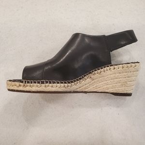 Clarks | Shoes | Clarks Sandals Black Leather Slingbacks Wedges | Poshmark